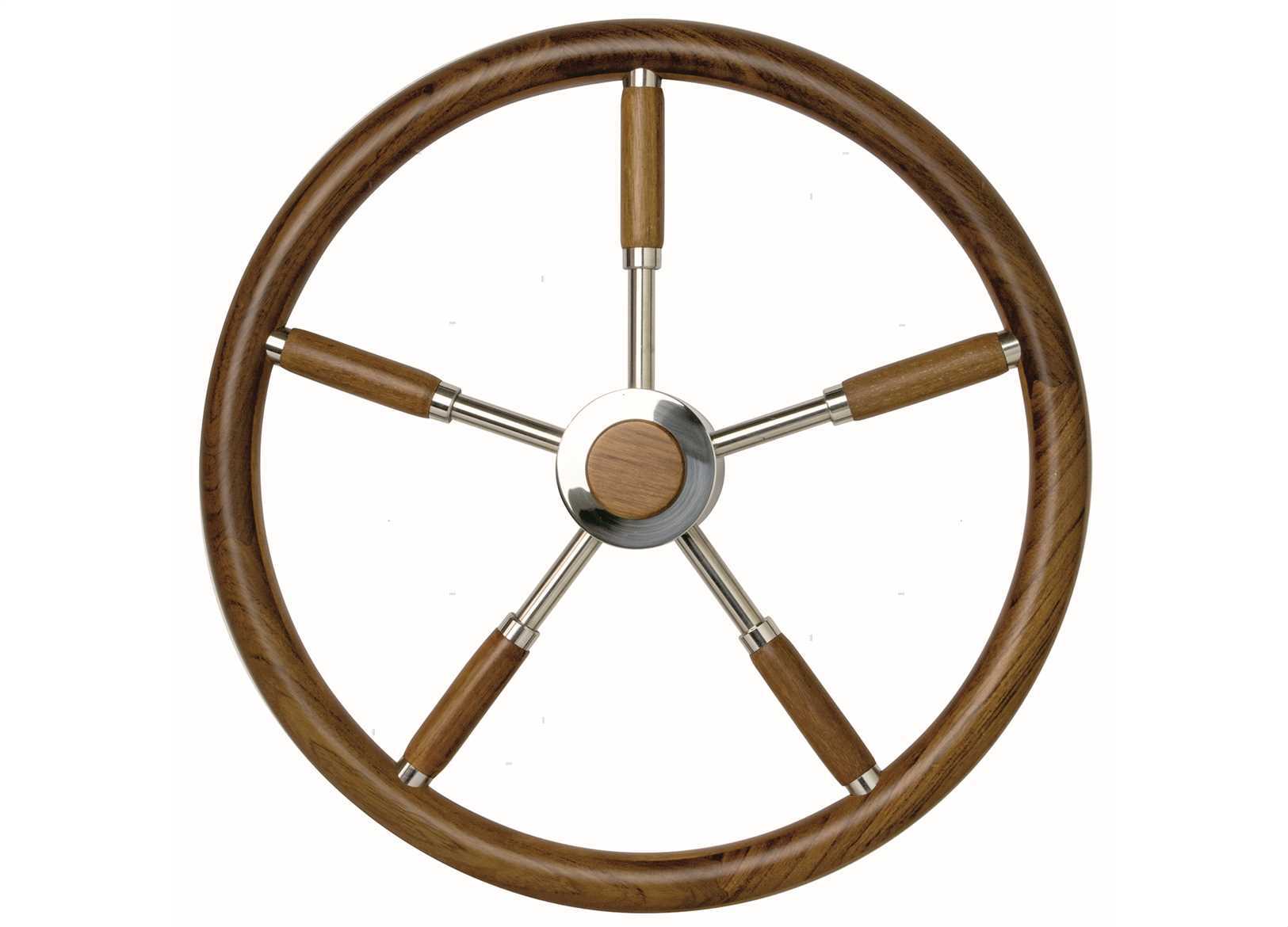 Ruota timone inox/teak 450mm - Ruote Timoni e Volanti - MTO Nautica Store
