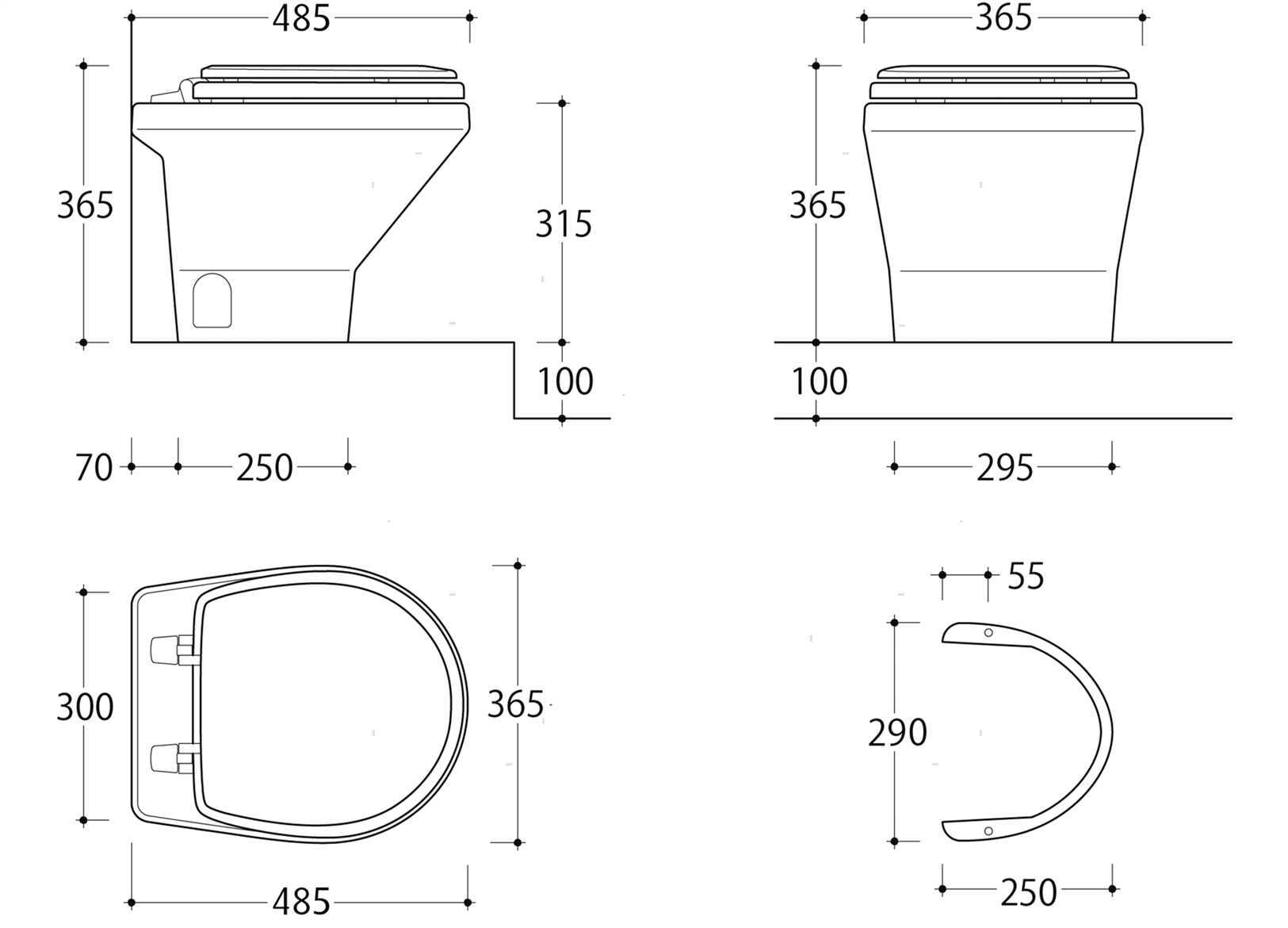 Toilet compass low eco panel 12v - WC Elettrici - MTO Nautica Store