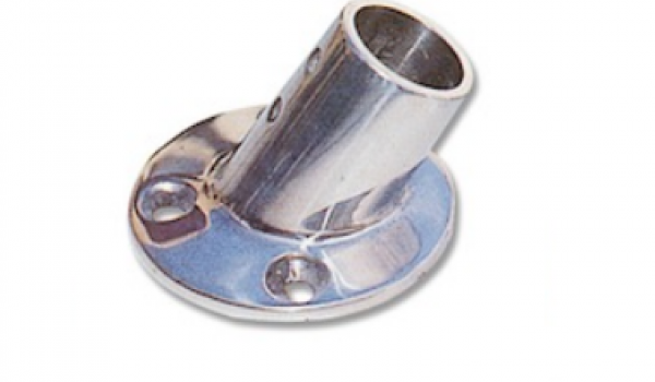 Base Tonda Inclinata a 60° Acciaio Inox - Basi Supporti Tubi Pulpiti - MTO Nautica