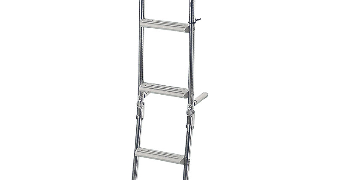 Scaletta pieghevole,Inox 316,per plancia stretta,gradini 2+2 ,180⁰ ...