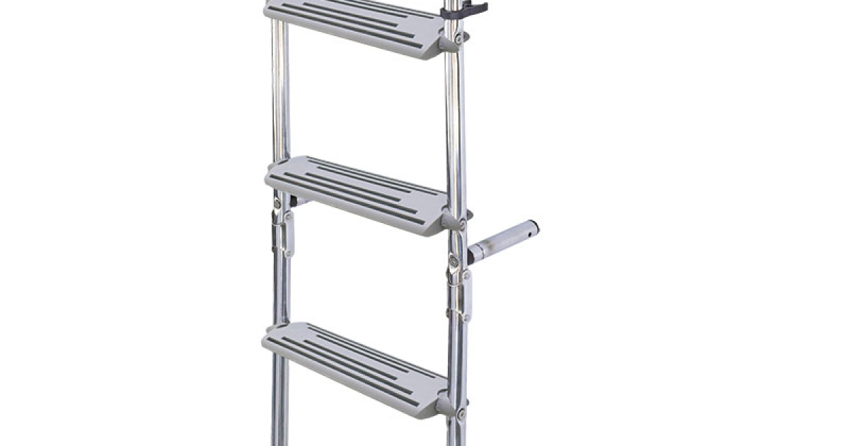 Scaletta pieghevole,Inox 316,per plancia stretta,gradini 2+2 ,90⁰ ...